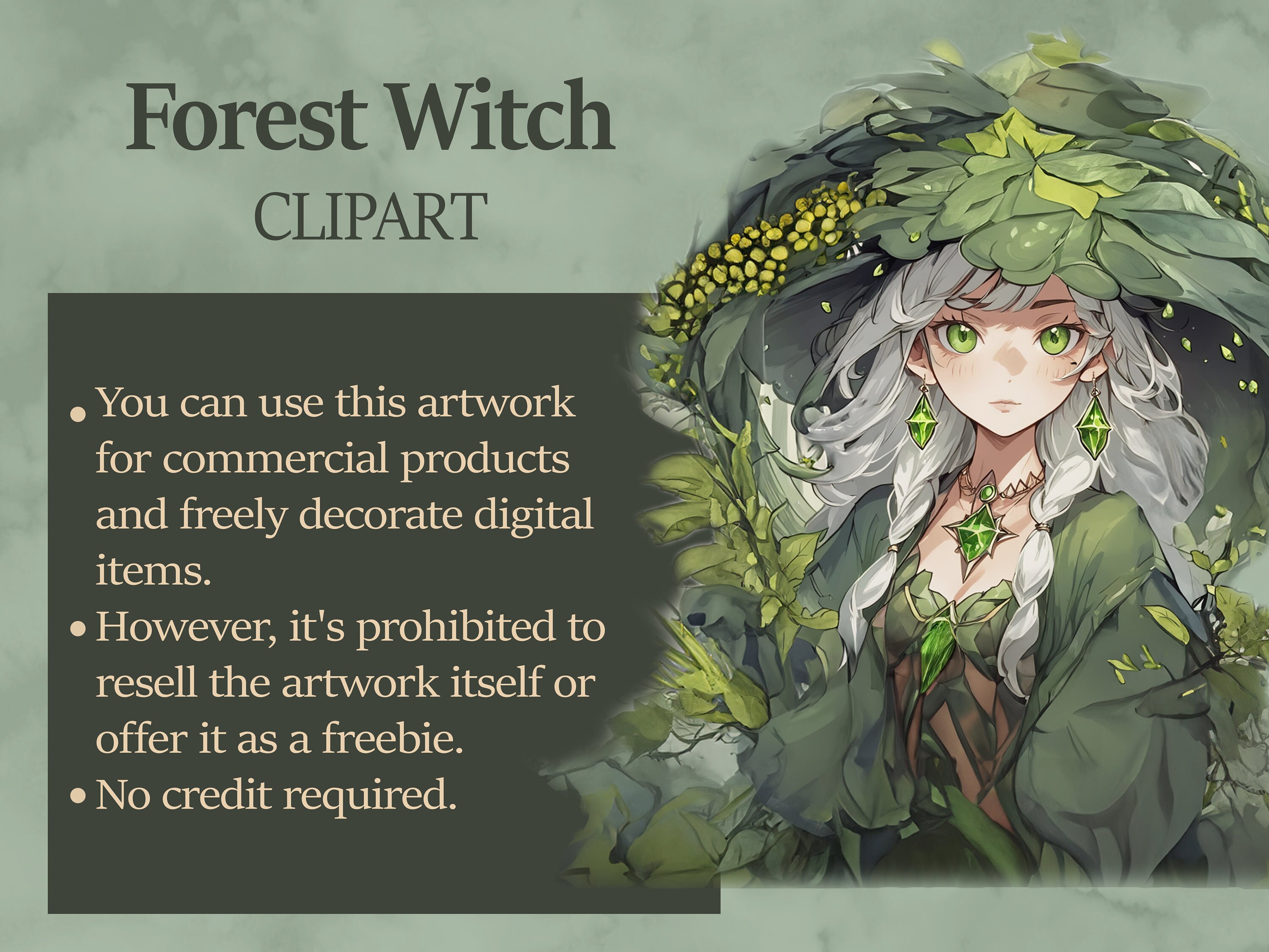 Forest Witch Craft and Magic Anime Clipart Set Transparent - Etsy