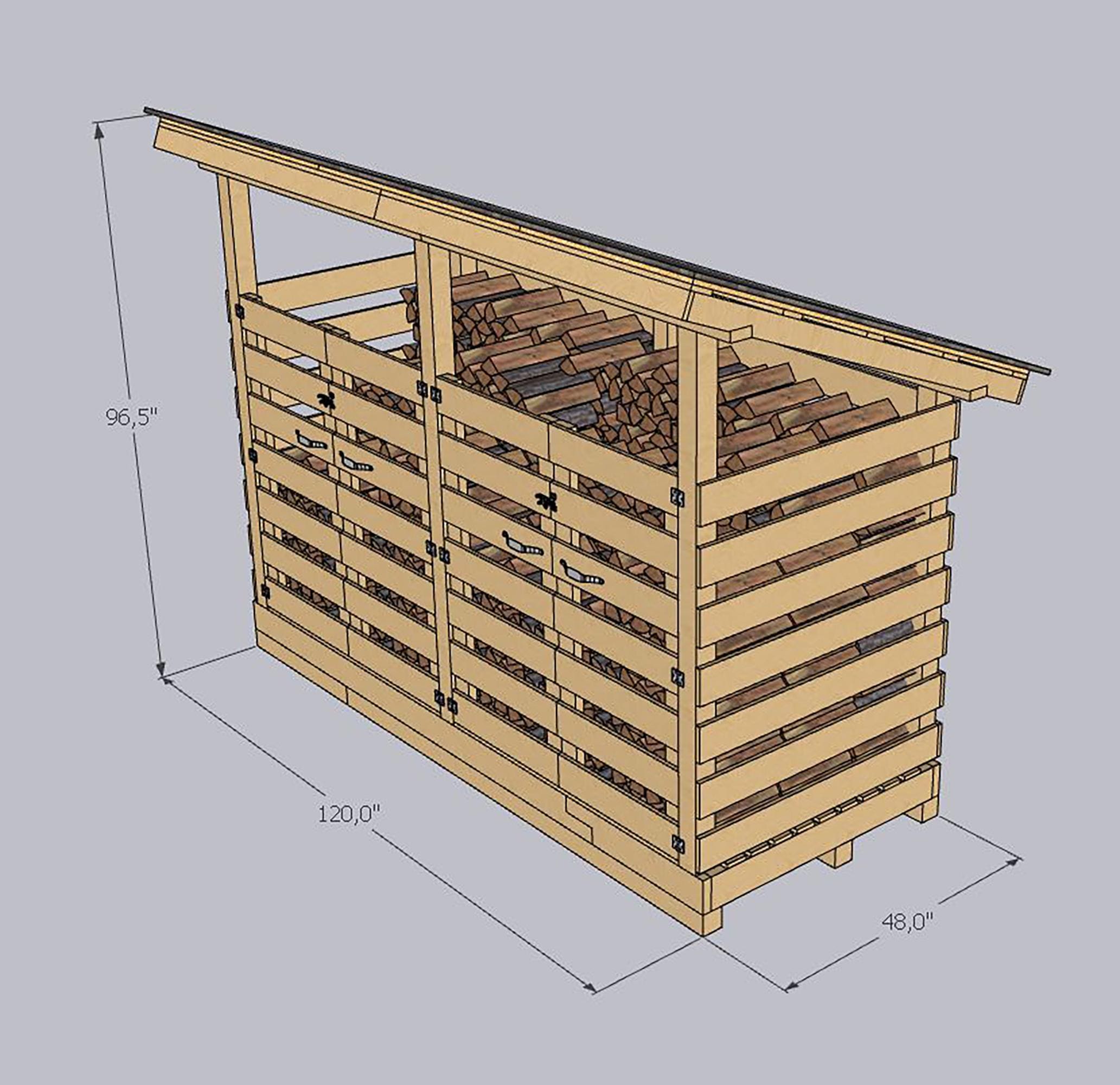 DIY Firewood Storage Shed Plans for Backyards, 4x10 Ft Ventilated ...