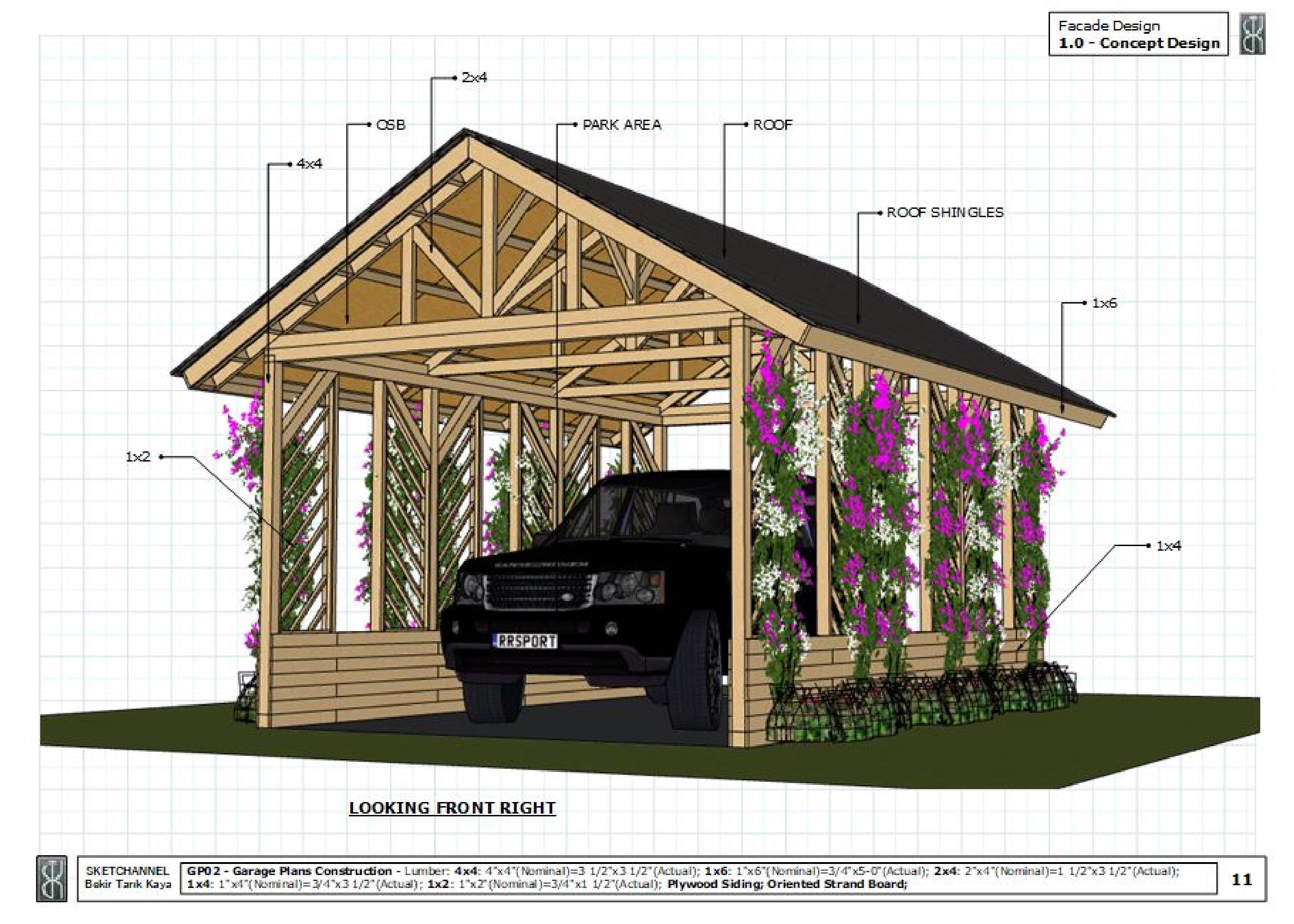 DIY Wooden Single Car Garage Plans: Garden Integration (PDF Download ...