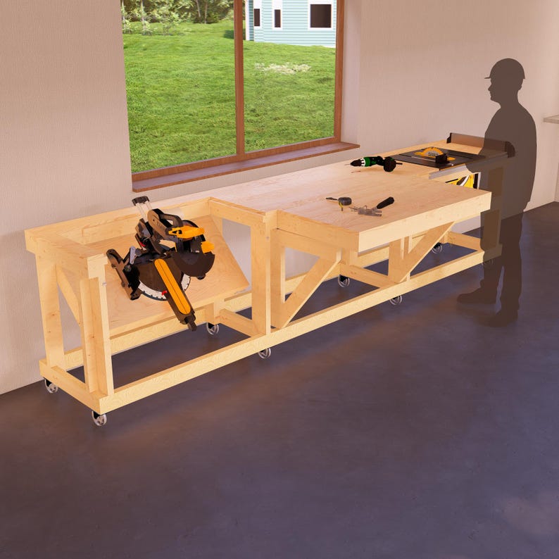 2x12 Space-saving DIY Workbench Plans, Includes Foldable Extra Work ...
