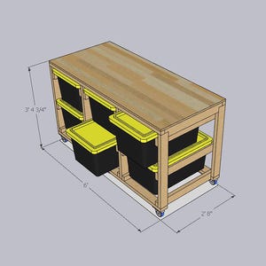 DIY Wooden Modular Workbench and Tote Rack Plans, Holds 6 27-gallon ...