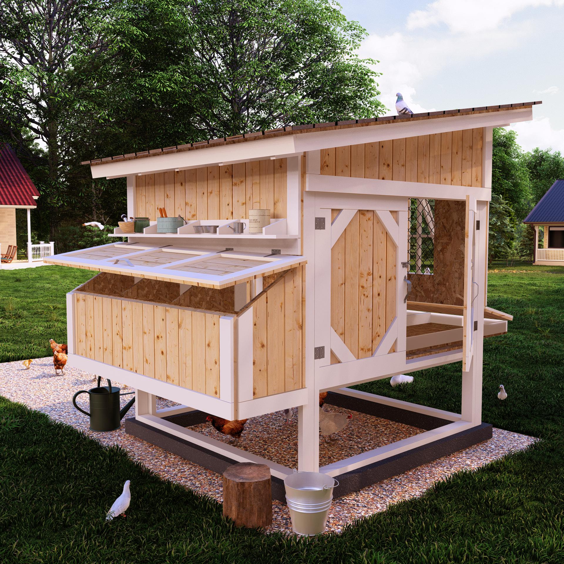 Chicken Coop Plans for 16 Chickens 6x6 Ft, DIY Hen House Blueprint, PDF ...