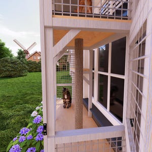DIY Window Catio Plans, Outdoor Cat Enclosure With Scratching Post ...
