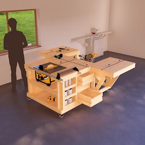 DIY Mobile Garage Workbench Plans, Versatile Station With Miter Saw ...
