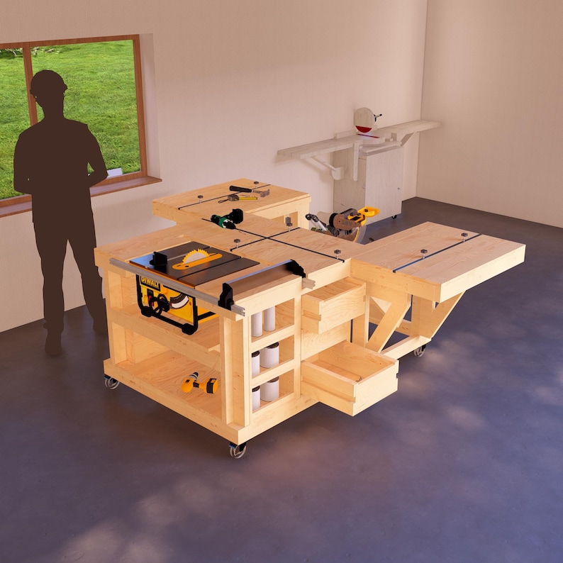 DIY Mobile Garage Workbench Plans, Versatile Station With Miter Saw ...