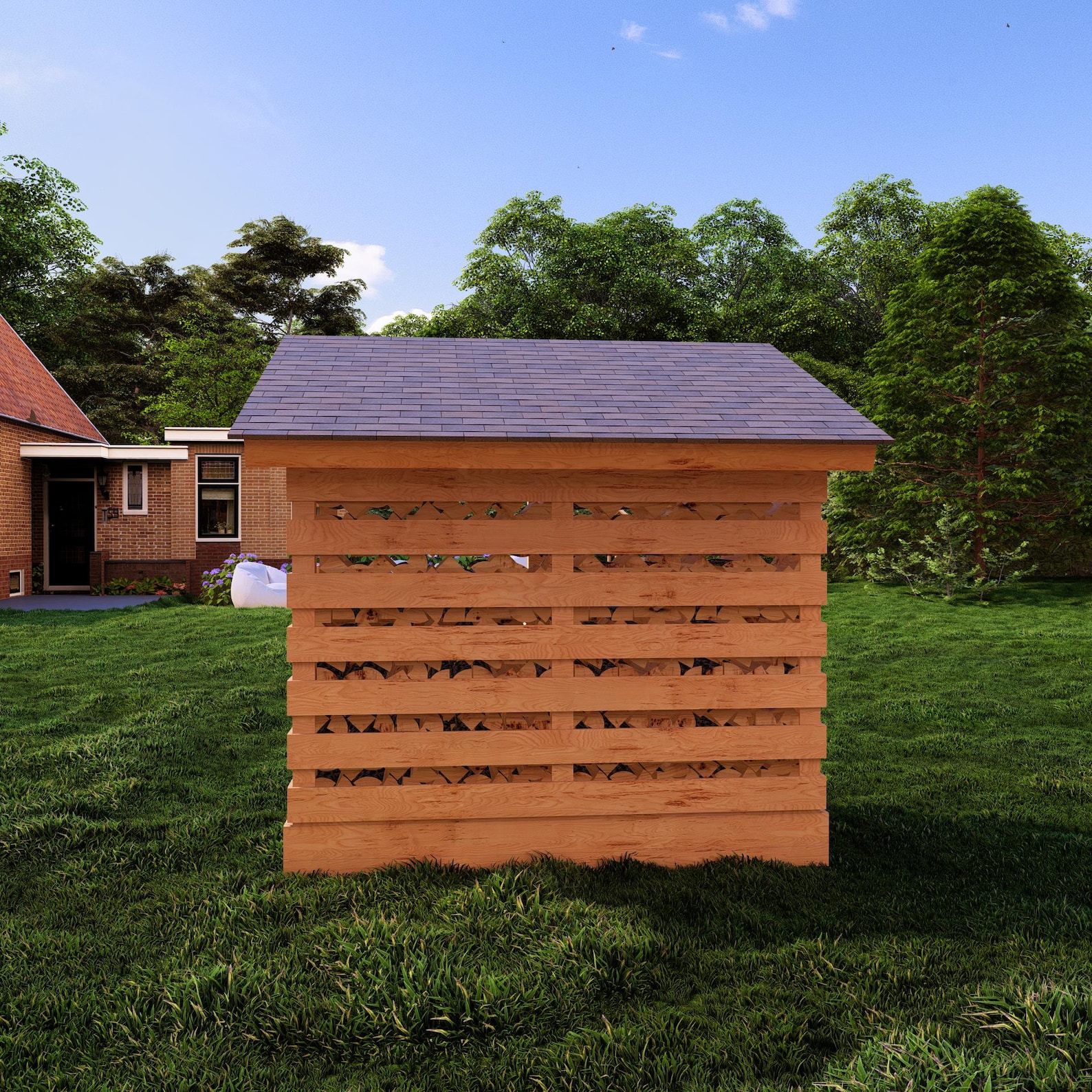 DIY Open Firewood Shed Plans, 4x8 Ft Slatted Wooden Storage for Proper ...