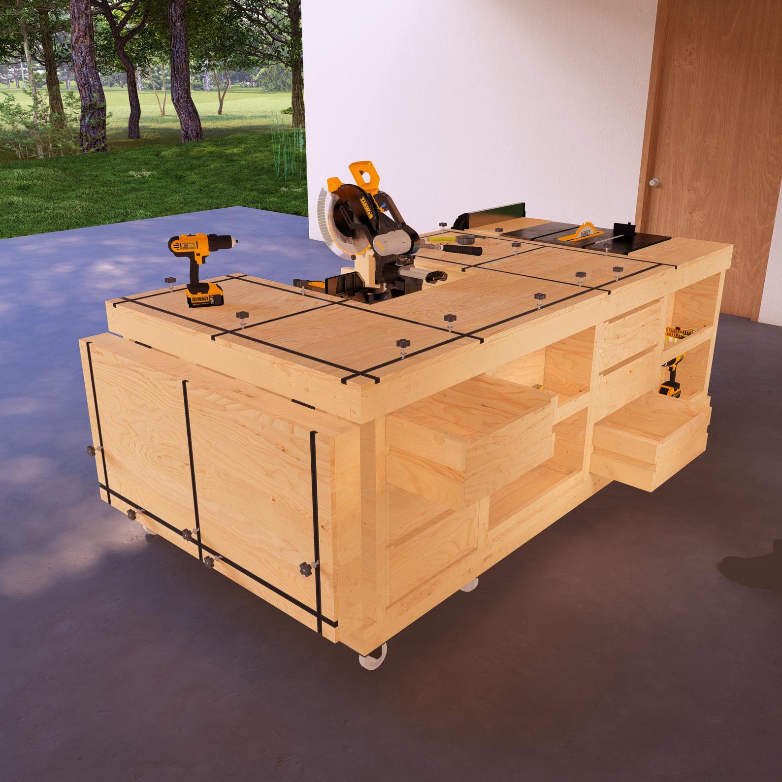 4x8 Ft DIY Foldable Garage Workbench Plans – Space-saving Design With T ...