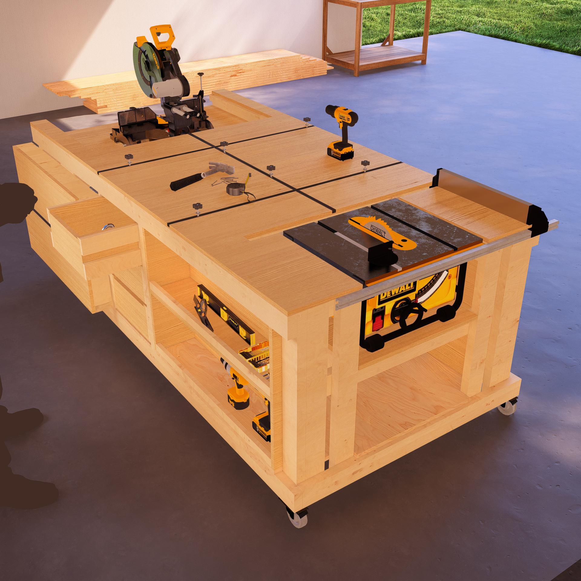 Plans d'établi modulaire de garage mobile DIY, station de travail ...