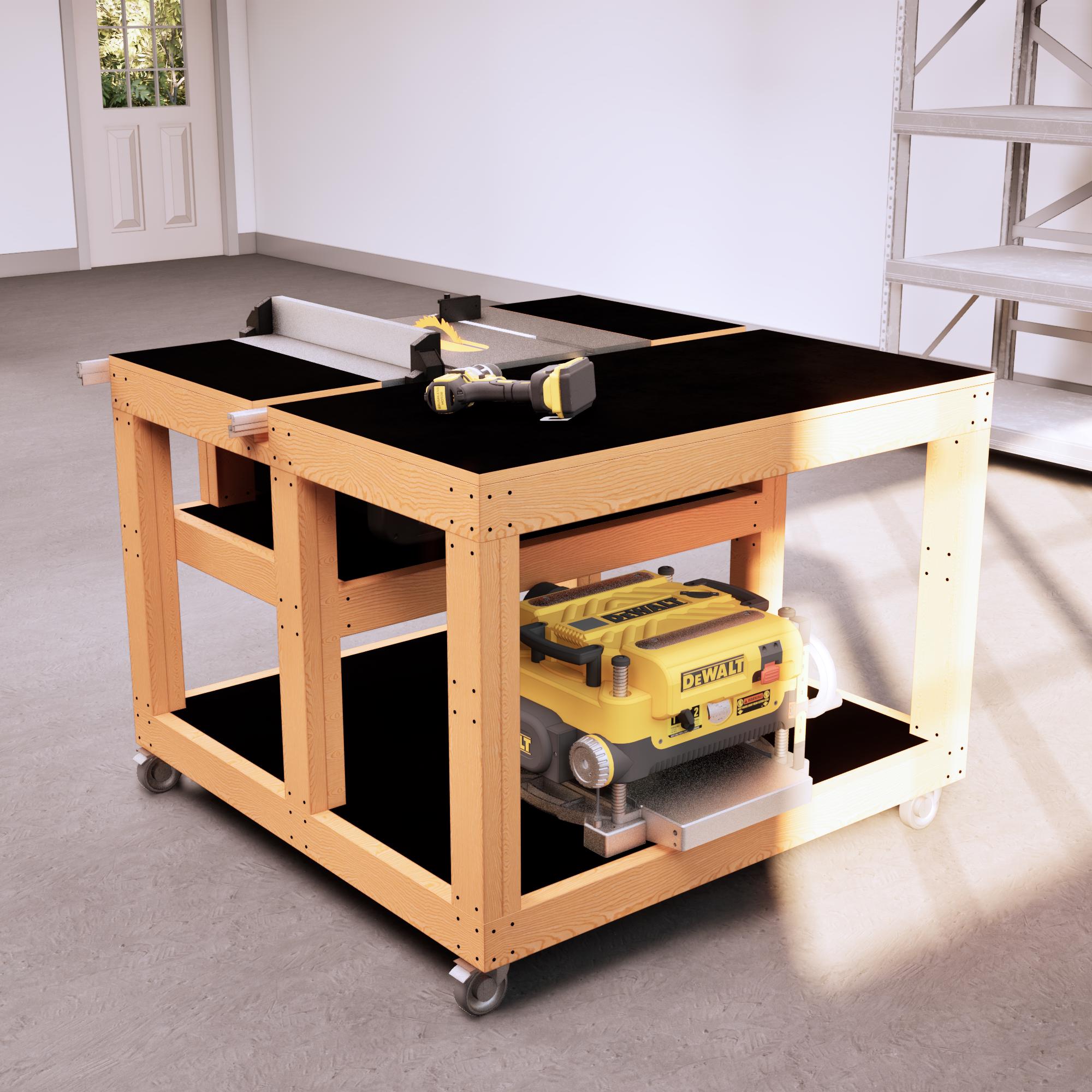 DIY Modular 4x4 Table Saw Workbench Plans, Mobil Garage Rolling Shop ...