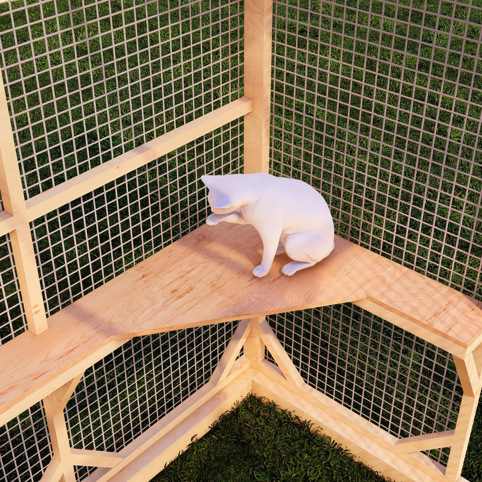 DIY Freestanding Catio Plans, 6x6 Outdoor Cat House With Full Wire Mesh ...