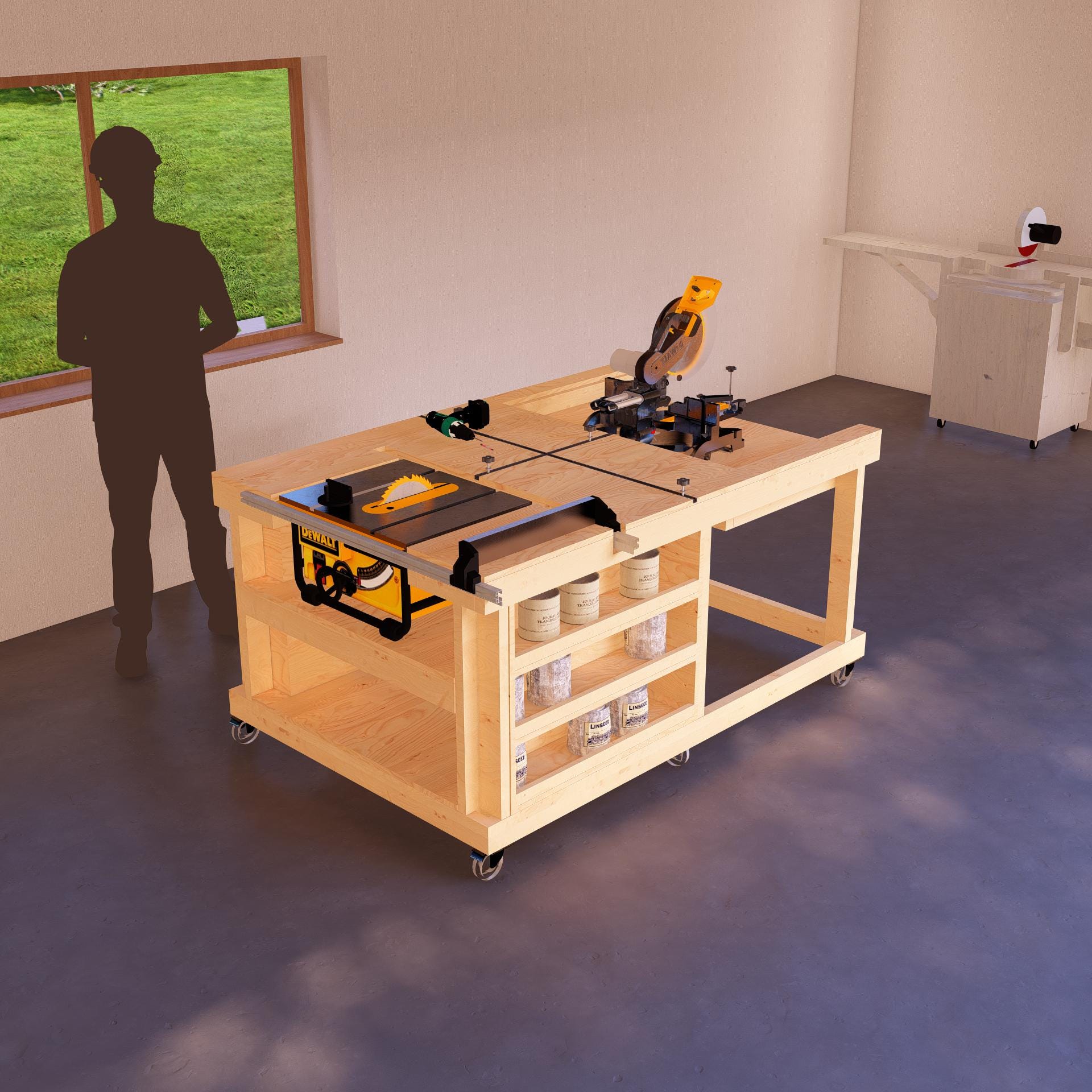 Premium DIY Mobile Garage Workbench Plans - Expandable 4x6 Foldable ...