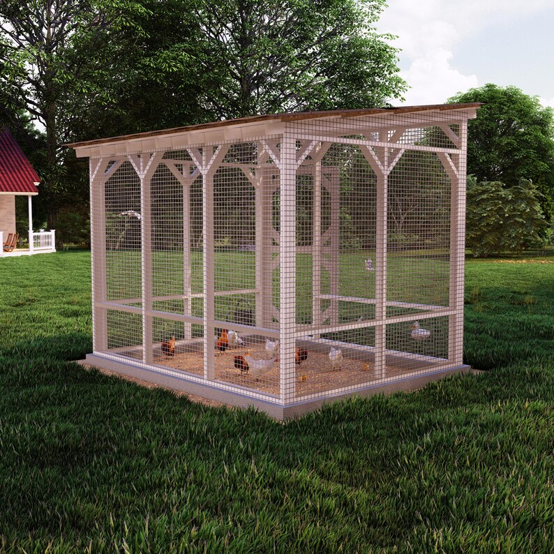DIY Chicken Run With Roof, 8x10 Walk-in, 2x4 Frame, for 16–20 Chickens ...