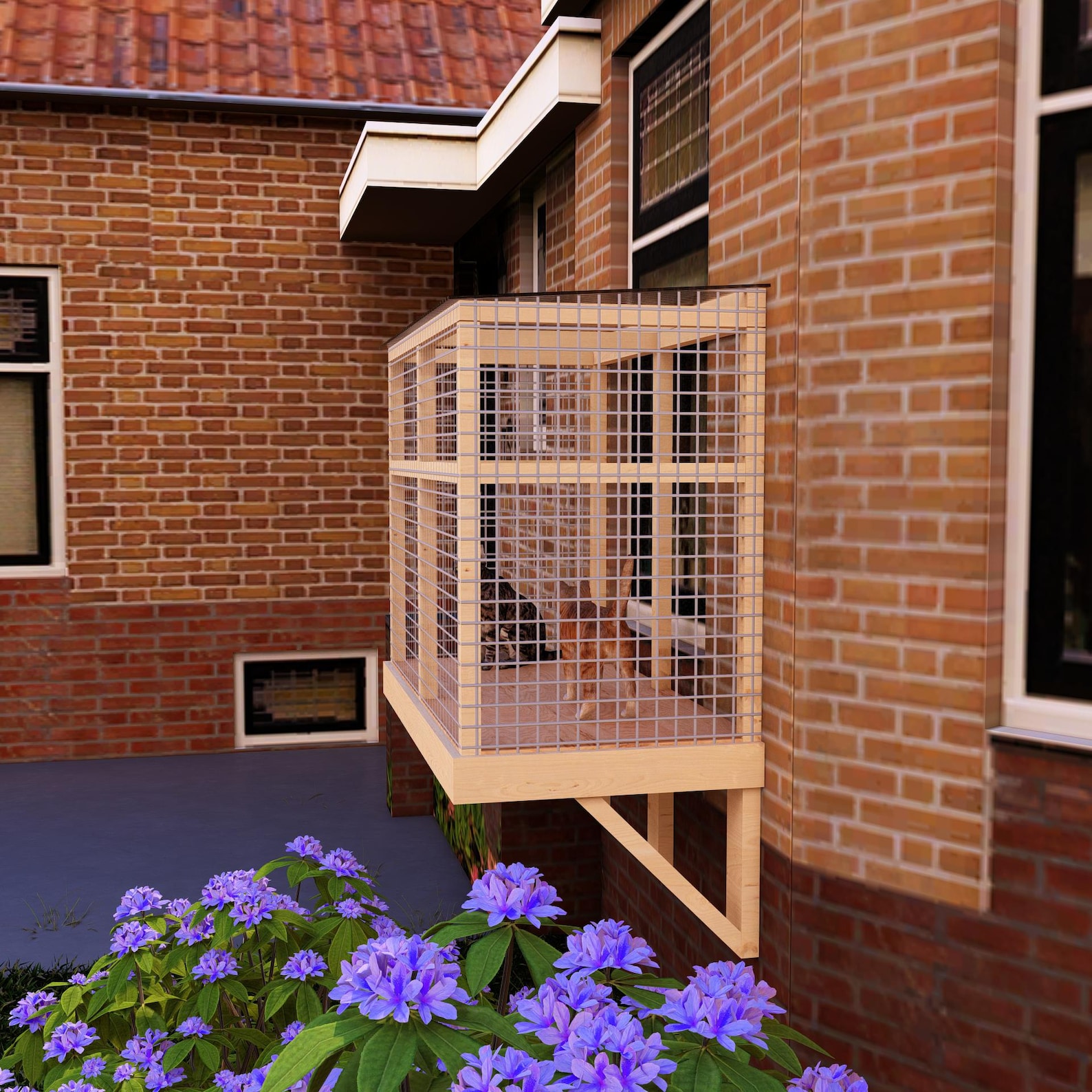 DIY 2x4 Ft Window Catio Plans, Outdoor Cat Enclosure for Fresh Air and ...