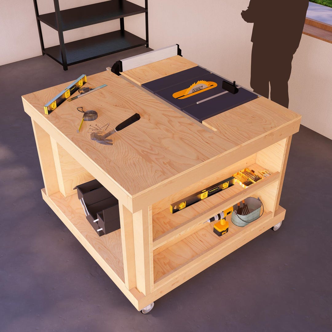 4x4 Versatile Modular Workbench Plans With Table Saw Station & Storage ...