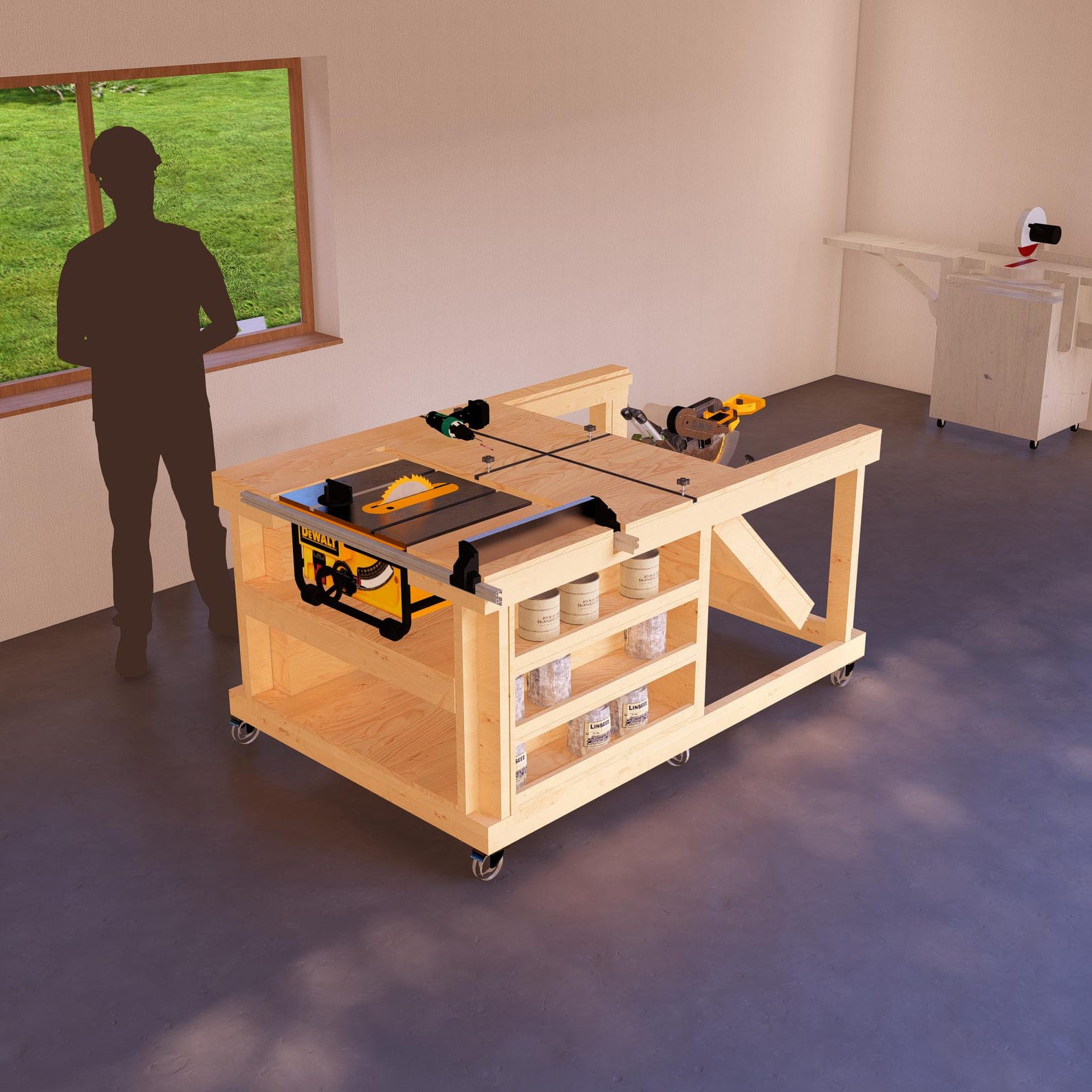 Premium DIY Mobile Garage Workbench Plans - Expandable 4x6 Foldable ...