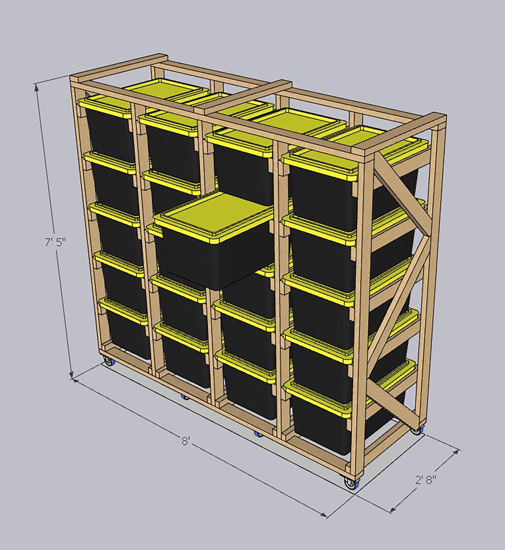 DIY Modular 3-in-1 Tote Storage Rack & With Workbench Option, Holds 43 ...