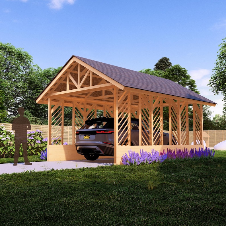 DIY Wooden Single Car Garage Plans: Garden Integration (PDF Download ...