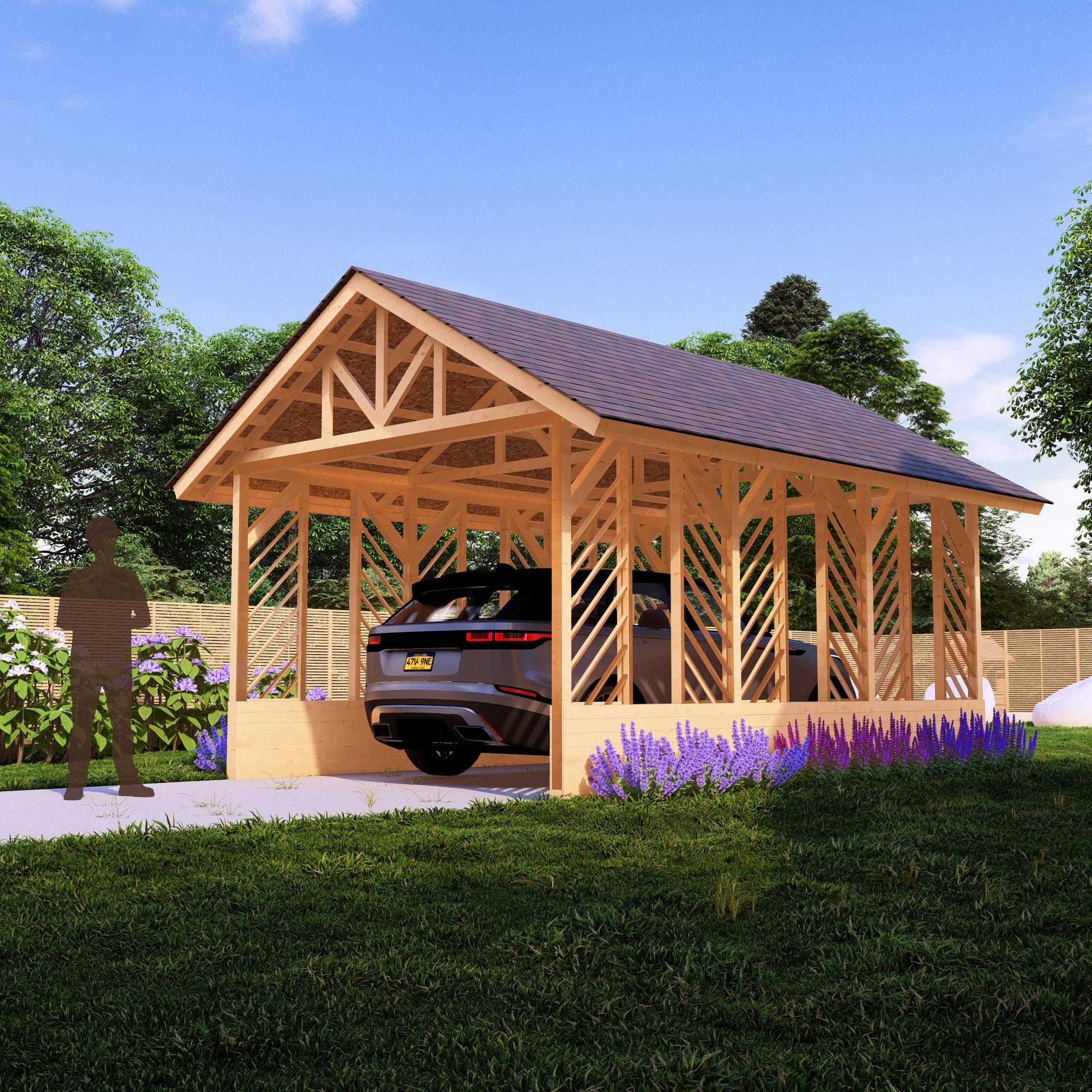 DIY Wooden Single Car Garage Plans: Garden Integration (PDF Download ...