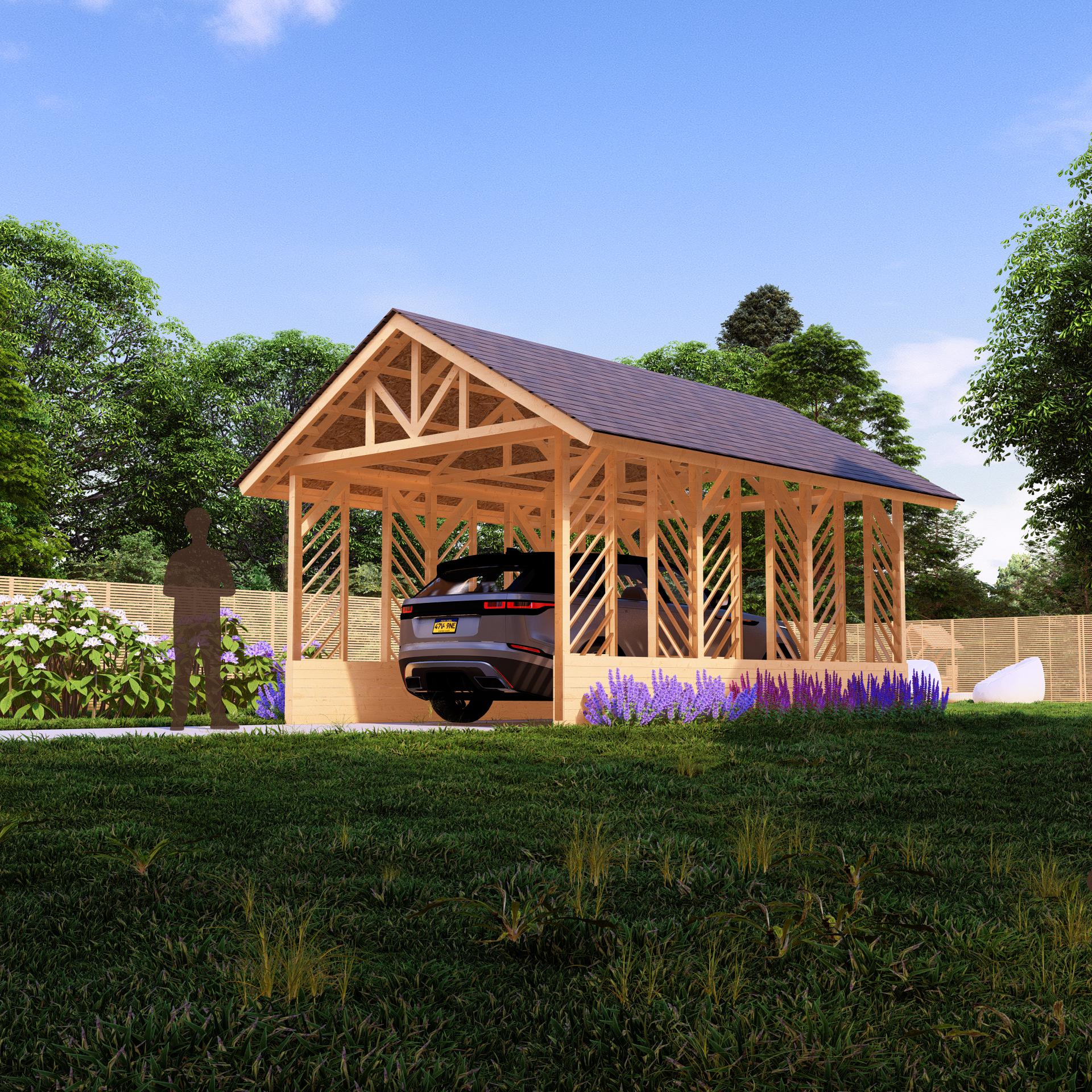 DIY Wooden Single Car Garage Plans: Garden Integration (PDF Download ...