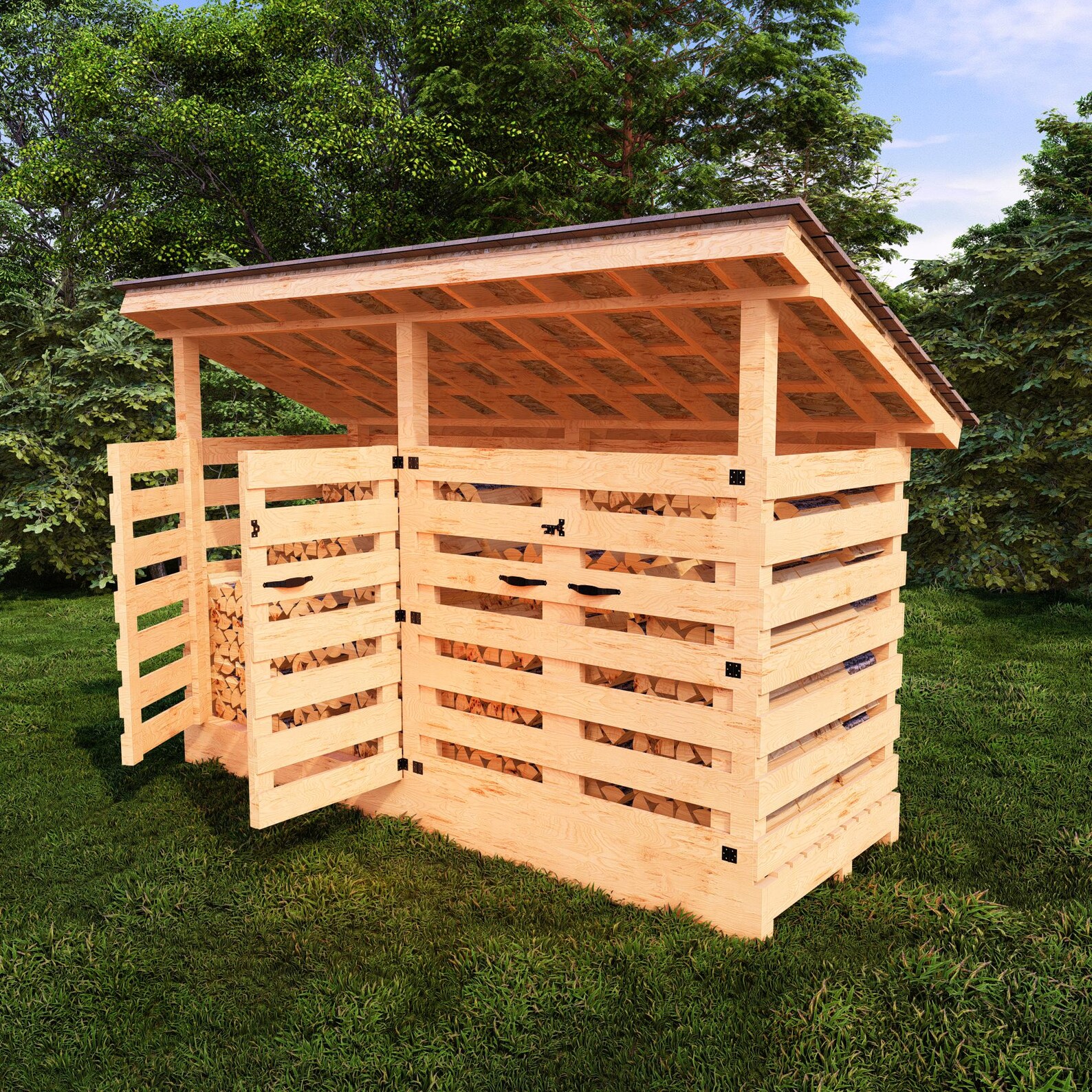 DIY Firewood Storage Shed Plans for Backyards, 4x10 Ft Ventilated ...