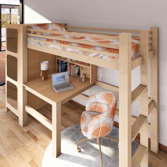 Bunk bed desk combination store