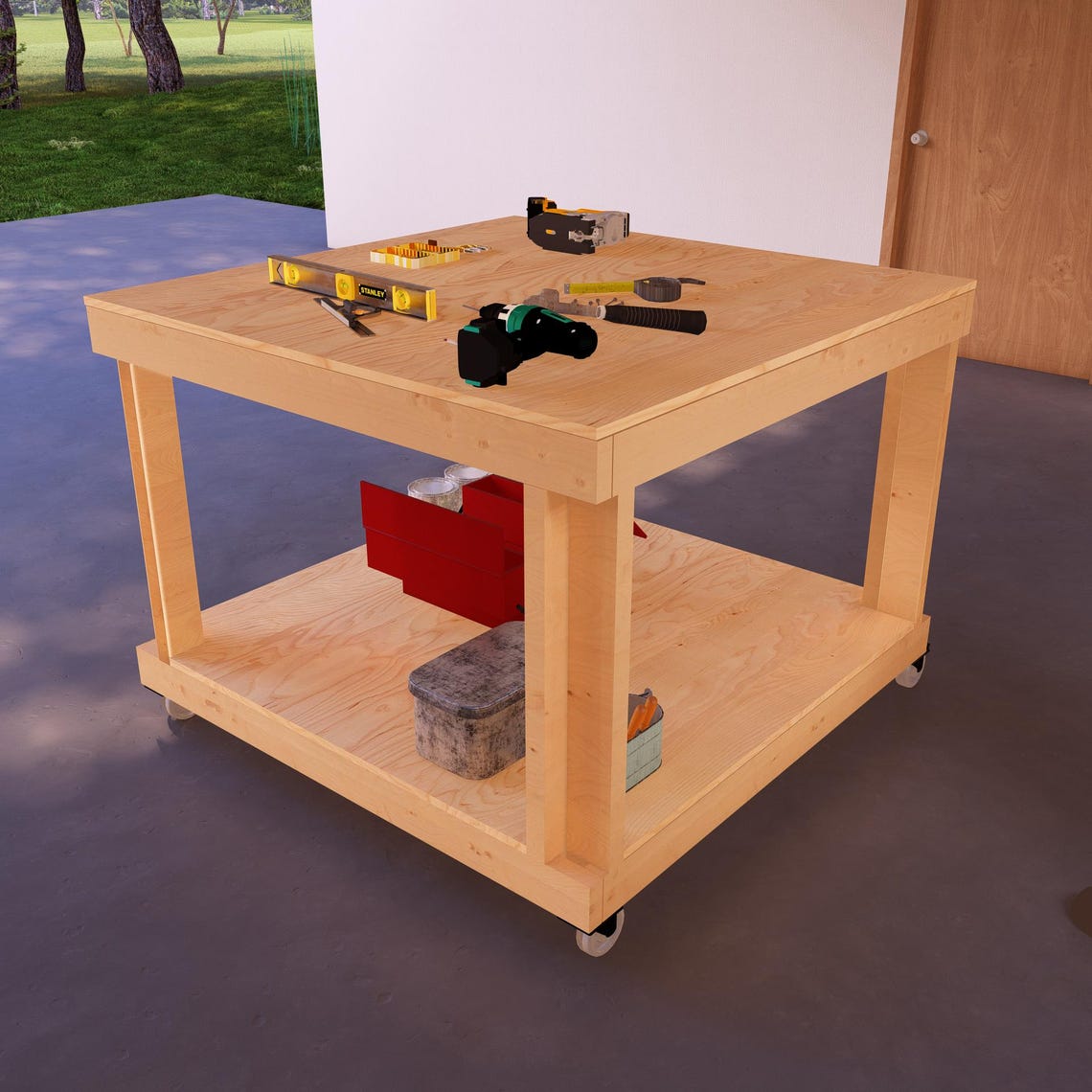 DIY Mobile Garage Modular Workbench Plans for Extra Space, PDF, Easy Build Portable Workbench ...