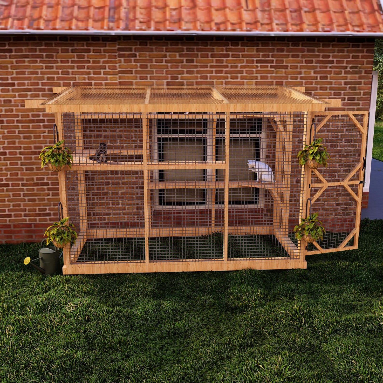 DIY Outdoor Cat Enclosure Plans, 5 X 10 Pergola Style Catio With ...