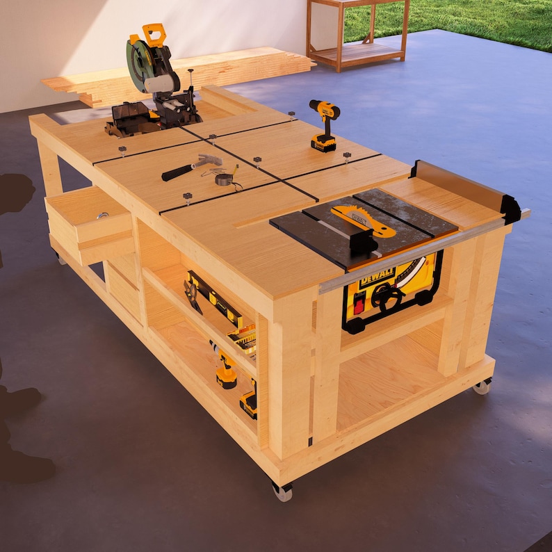 Functional Garage Premium Woodworking Workbench Plans, Foldable Design ...