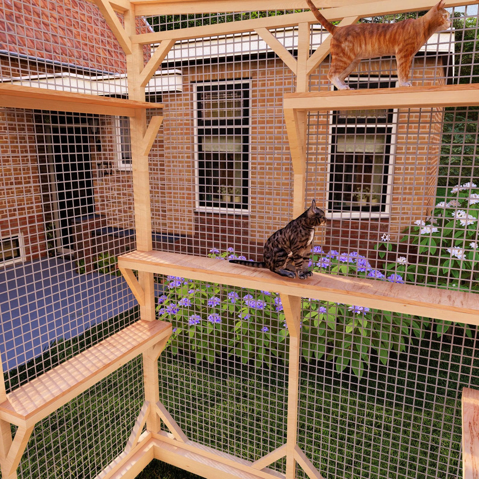 DIY Freestanding Catio Plans, 6x6 Outdoor Cat House With Full Wire Mesh ...