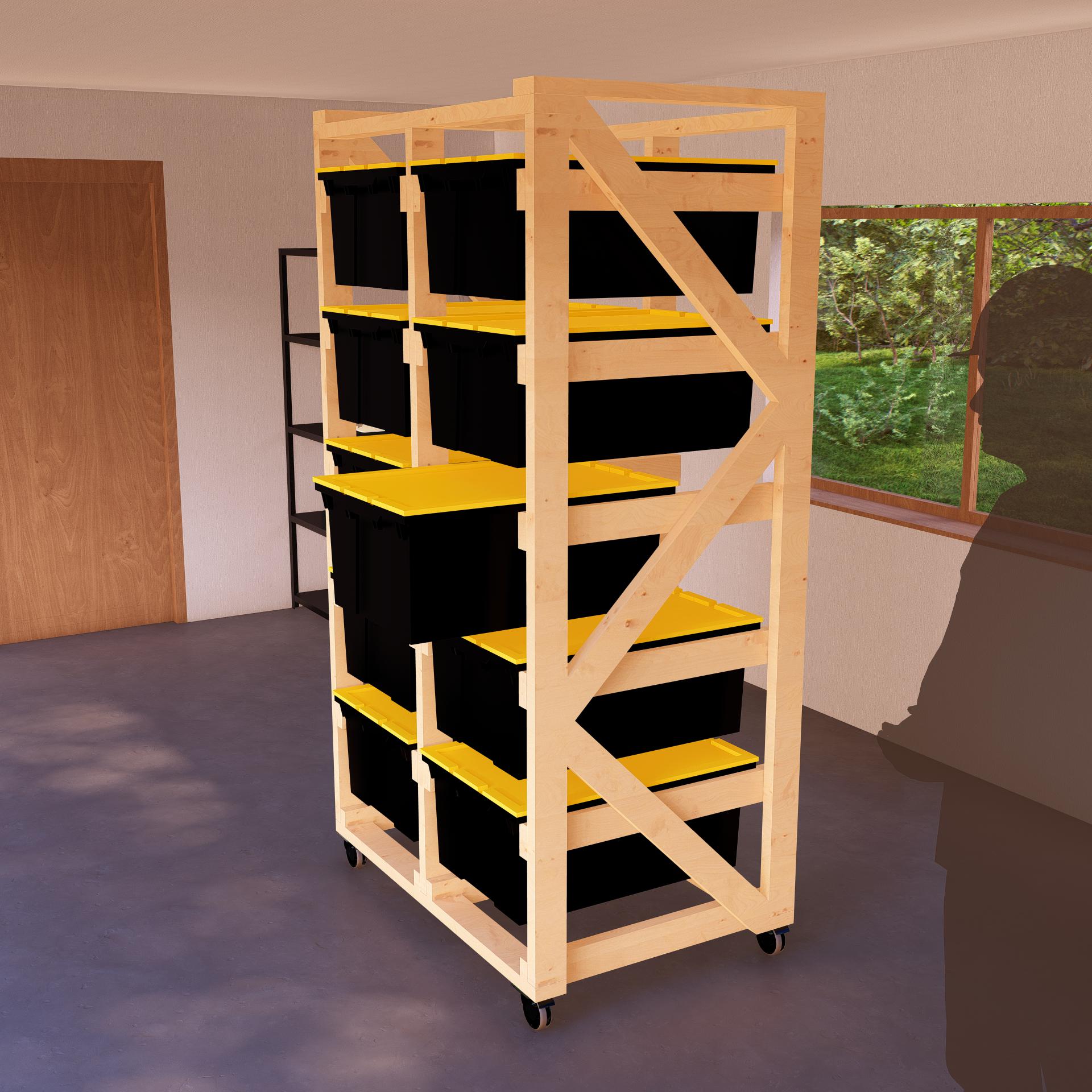 DIY Modular Tote Adaptable Storage Rack Plans, Mobile Wooden Design for ...