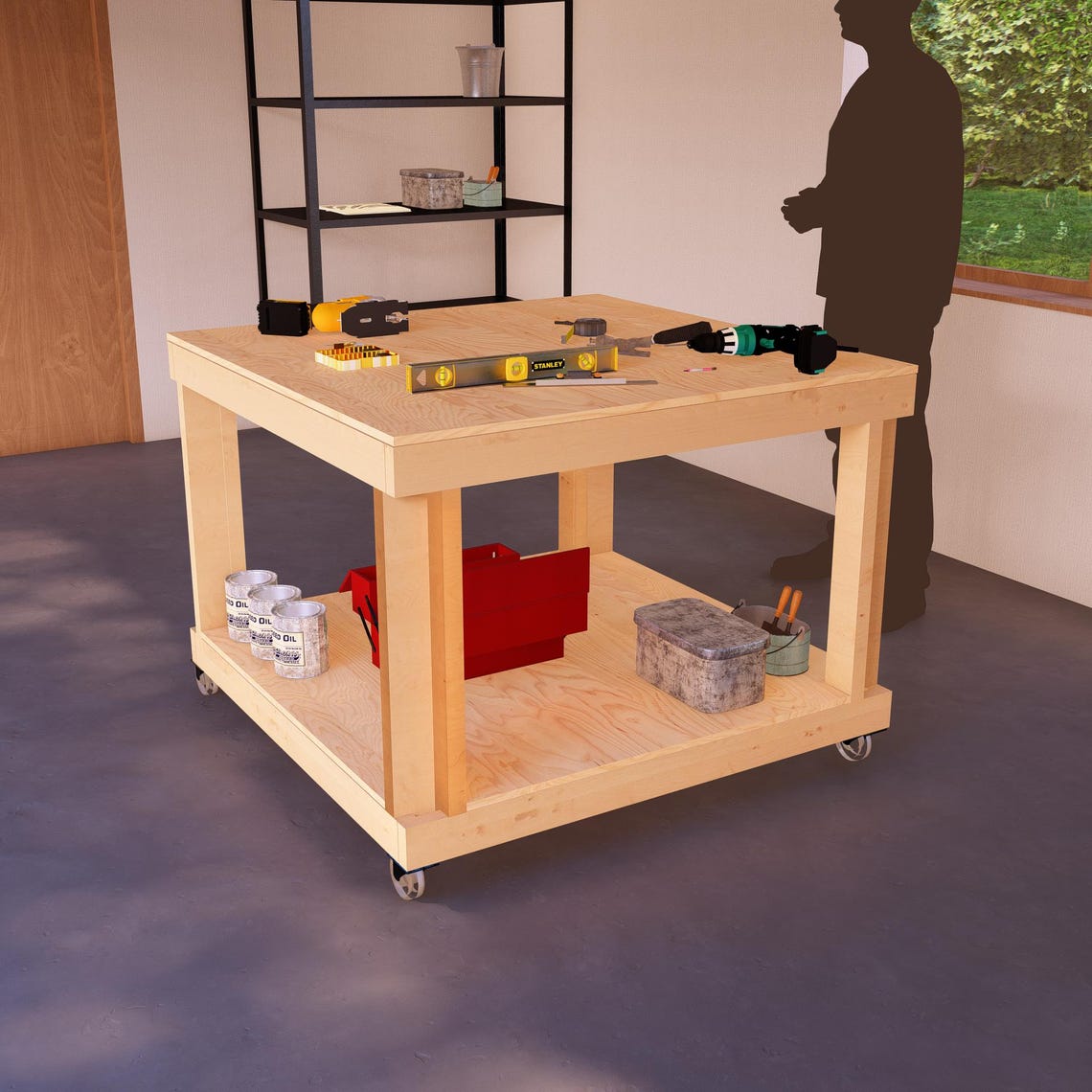DIY Mobile Garage Modular Workbench Plans for Extra Space, PDF, Easy ...