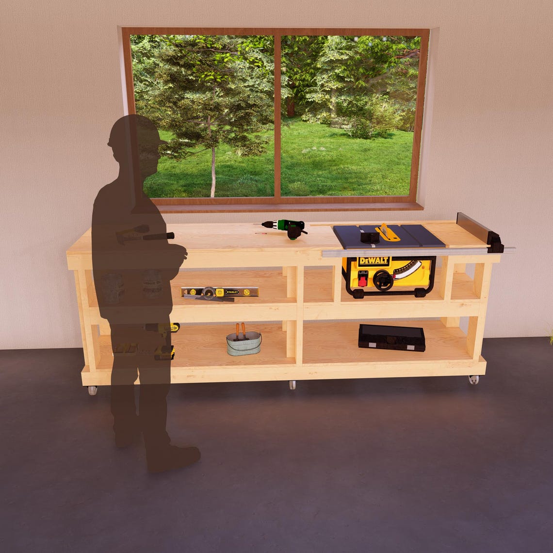 DIY 2x8 Mobile Garage Modular Workbench Plans – Compact Table Saw ...