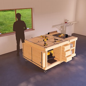 4x6 Ft DIY Flip-top Workbench Plans, Multipurpose Compact Table Saw ...
