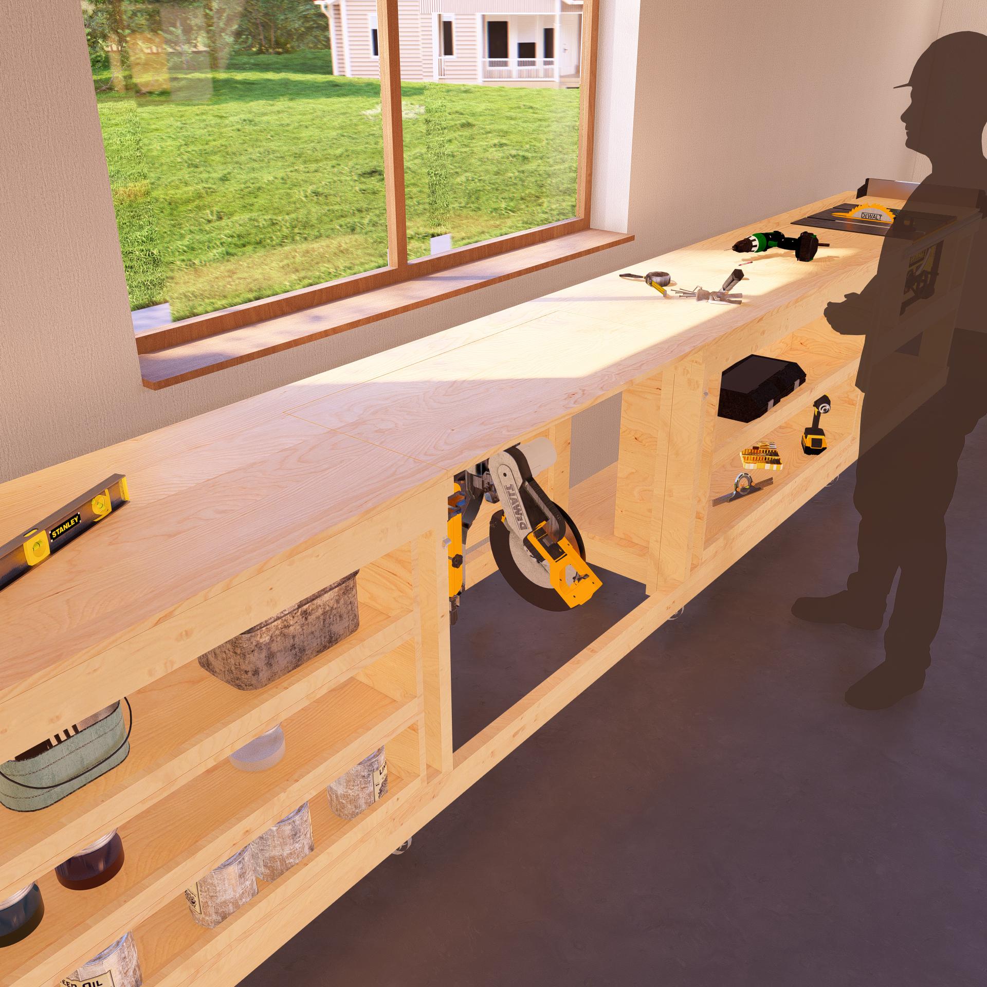 DIY Compact Workbench Plans, Space-saving 2 X 16 Workstation With ...