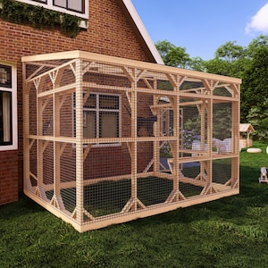 DIY Large Cat Patio Plans, Spacious Outdoor Catio Attached to House ...