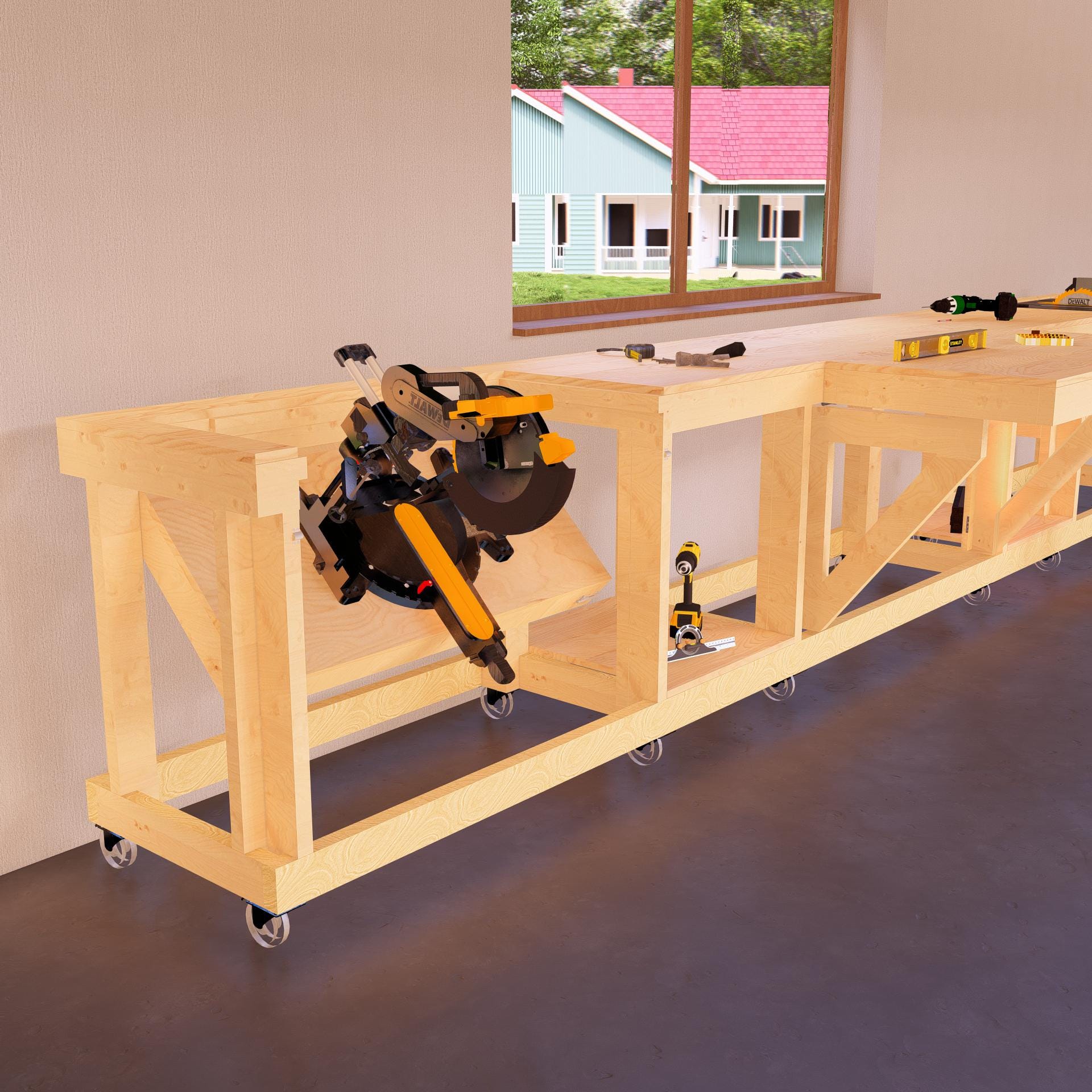 DIY Compact Workbench Plans 2x16 With Foldable Extra Work Surface ...