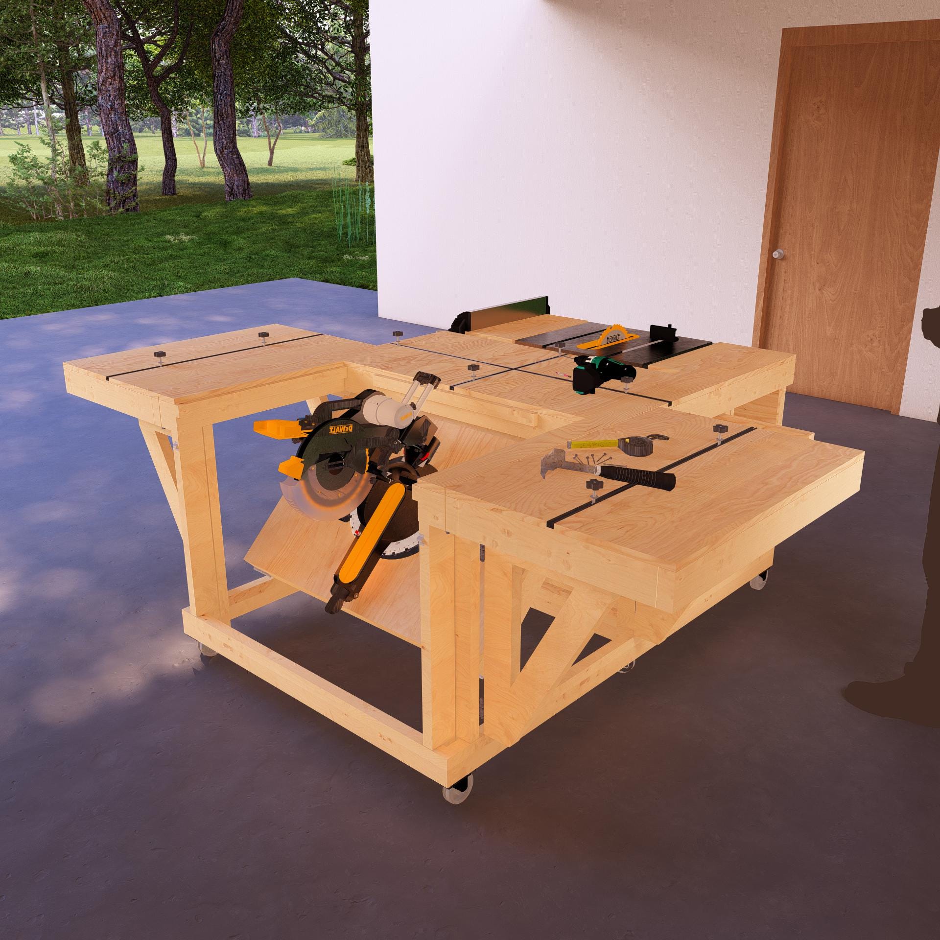DIY Mobile Garage Workbench Plans, Versatile Station With Miter Saw ...