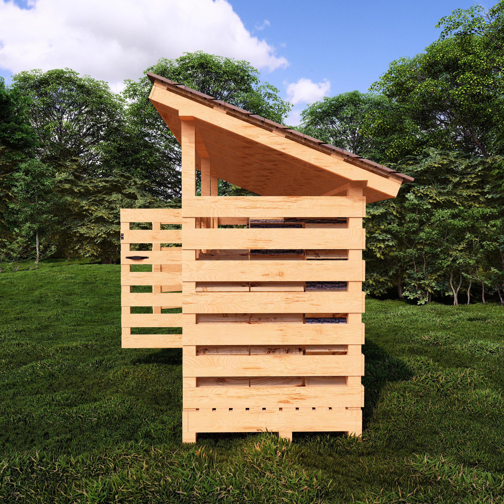 4x12 Ft DIY Firewood Storage Shed Plans, Wooden Log Shelter With ...