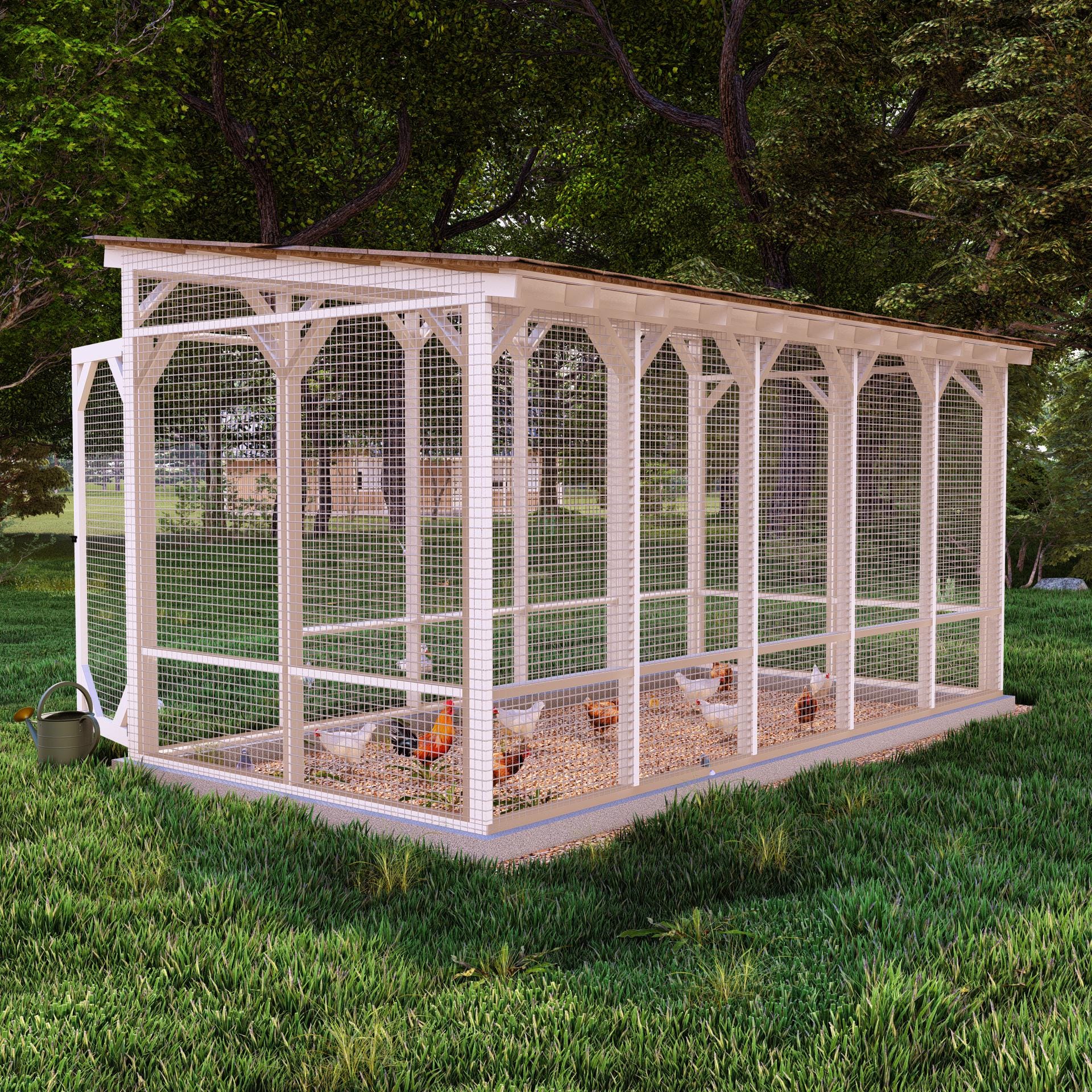 DIY Chicken Run Plans With Roof: 8x16 Enclosure (PDF Downloadable Plan ...