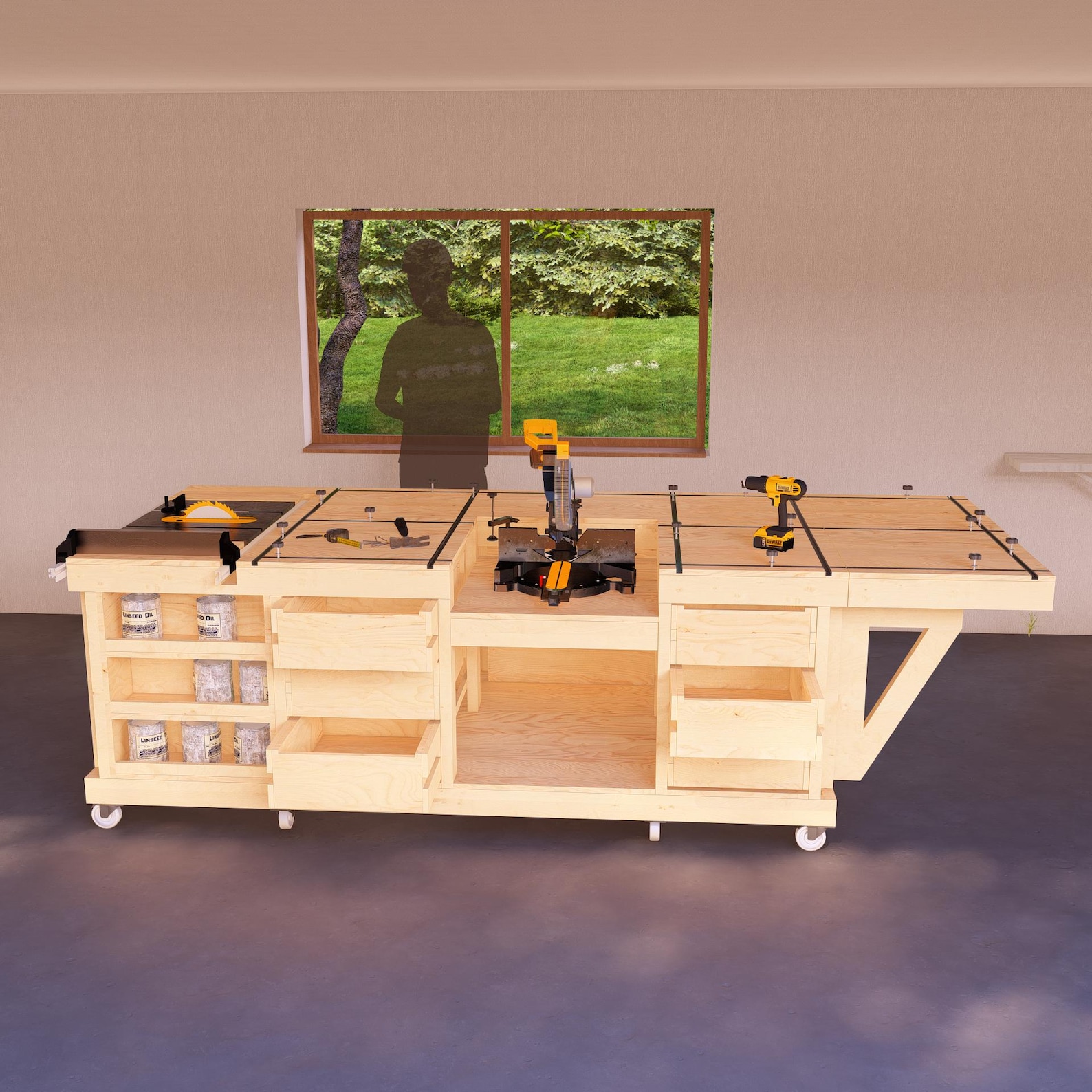 4x8 Ft DIY Foldable Garage Workbench Plans – Space-saving Design With T ...