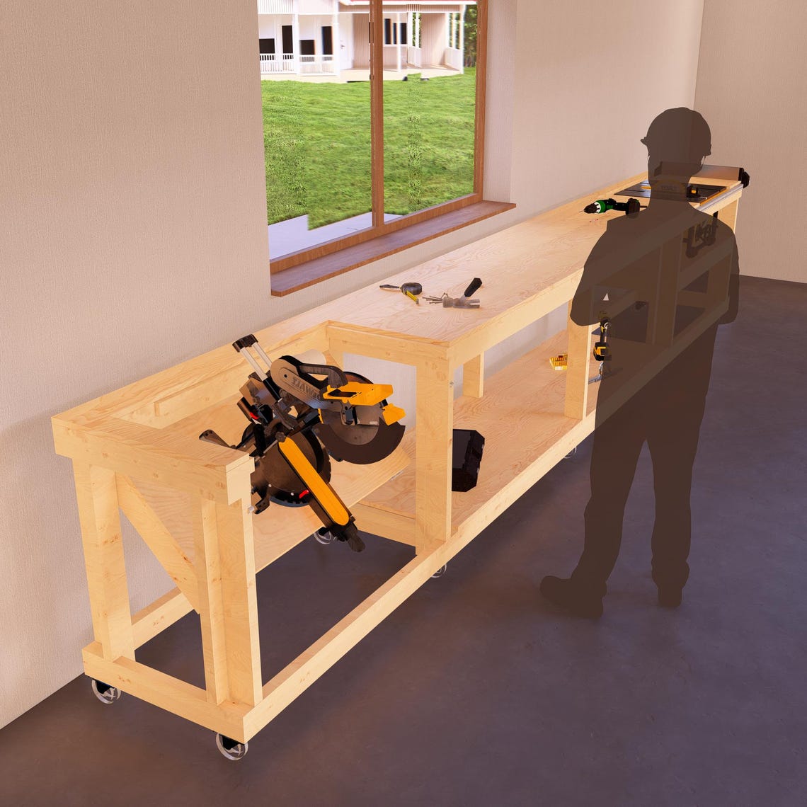 DIY Compact Workbench Plans, Build Your Own 2x16 Space-saving Workbench ...