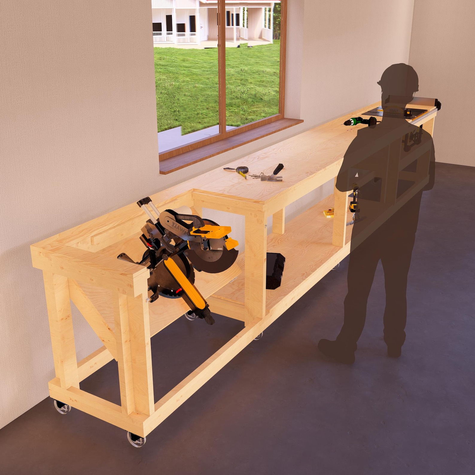 DIY Compact Workbench Plans, Build Your Own 2x16 Space-saving Workbench ...