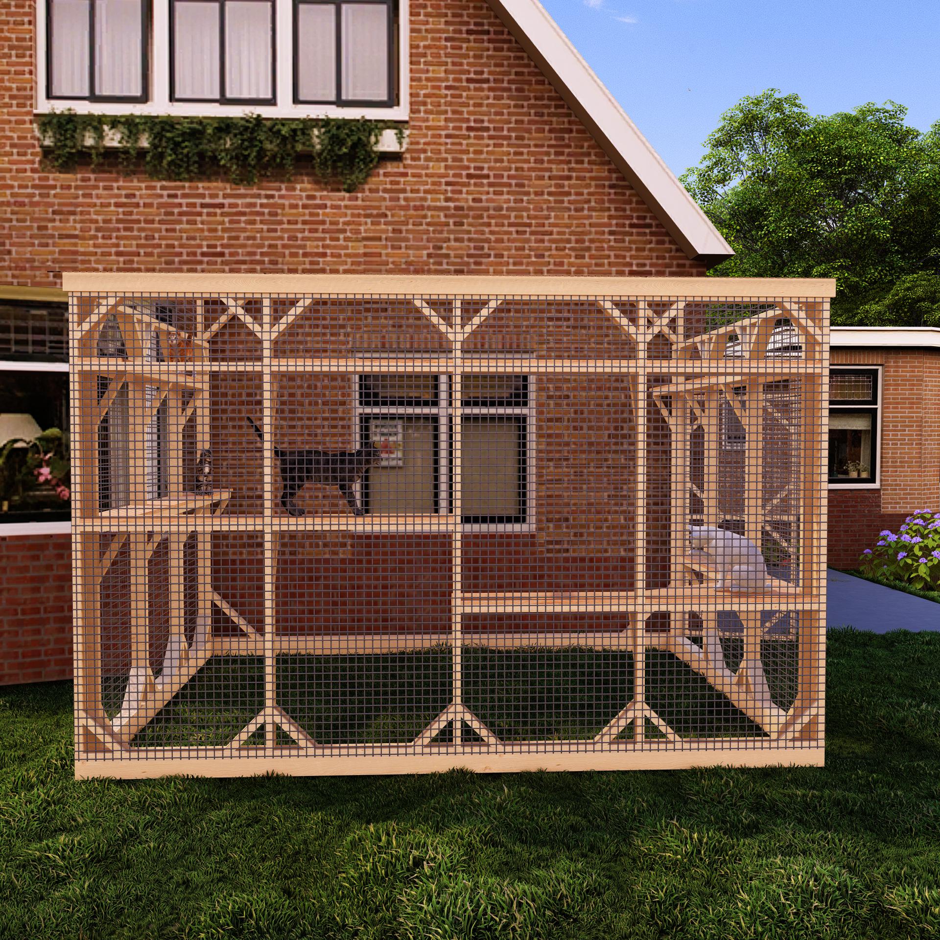 DIY Large Cat Patio Plans, Spacious Outdoor Catio Attached to House ...