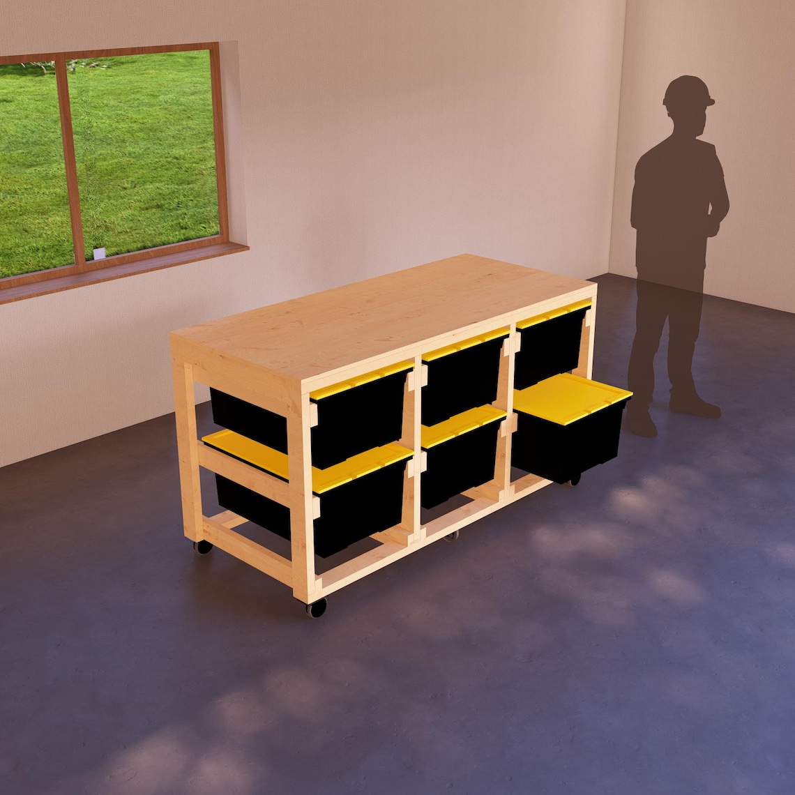 DIY Wooden Modular Workbench and Tote Rack Plans, Holds 6 27-gallon ...