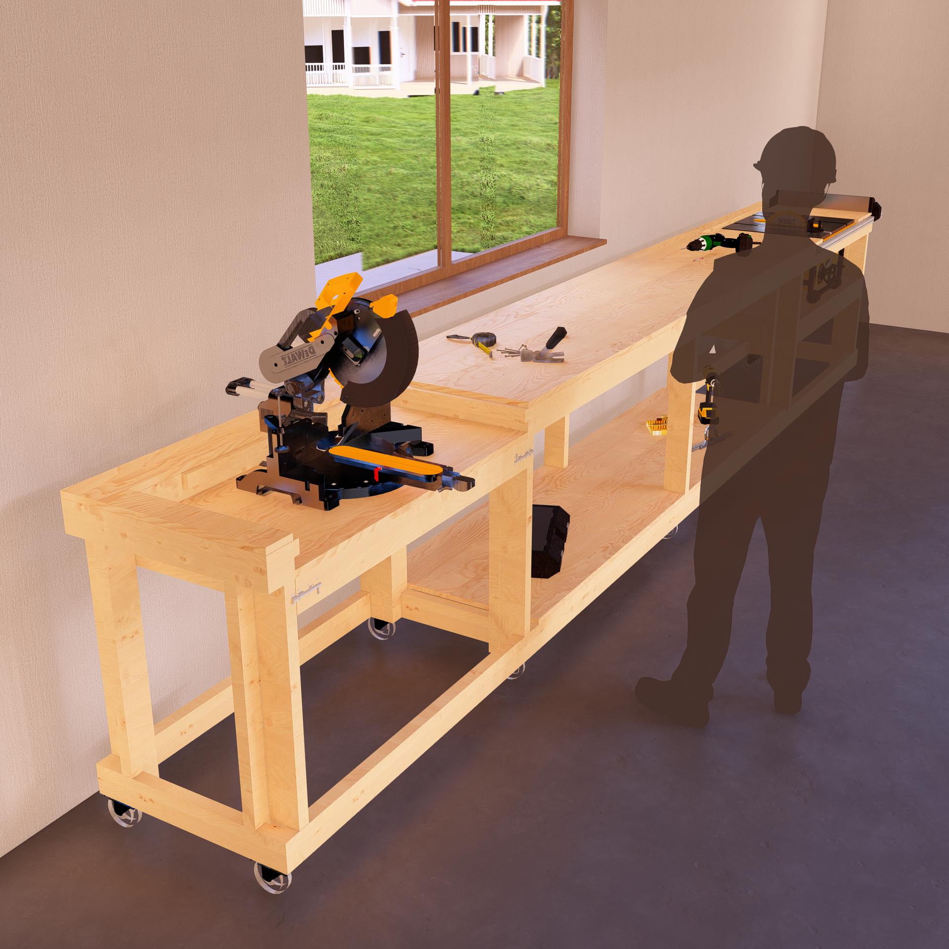 DIY Compact Workbench Plans, Build Your Own 2x16 Space-saving Workbench ...