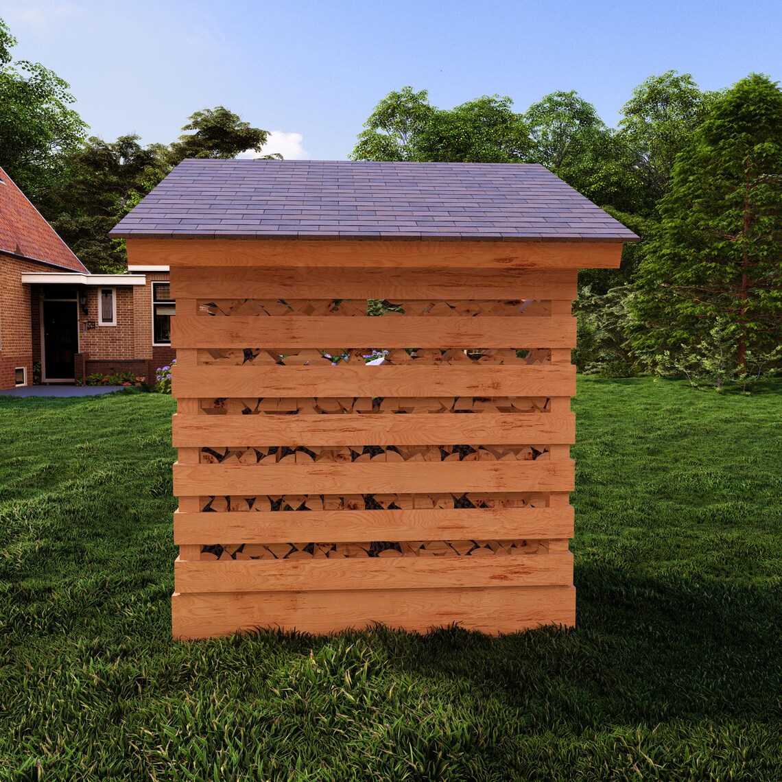 DIY 4x6 Ft Timber Firewood Shed Plans, Open-front Storage for Logs ...