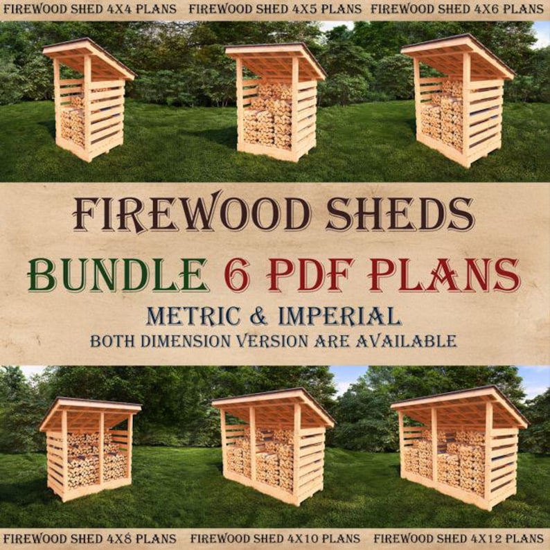 DIY Firewood Shed Plans Bundle: 6 Sloped Roof Designs (PDF) - Etsy