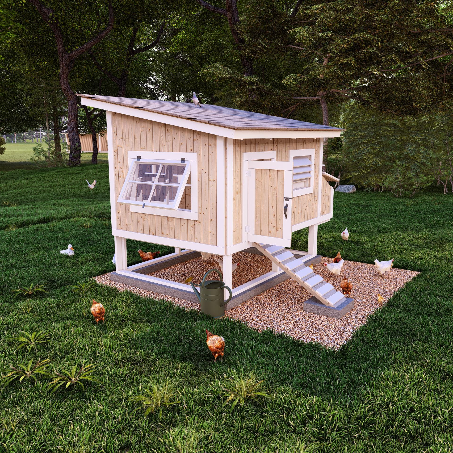 Spacious Chicken Coop Plans for 20 Chickens, 6x8 DIY Hen House With ...