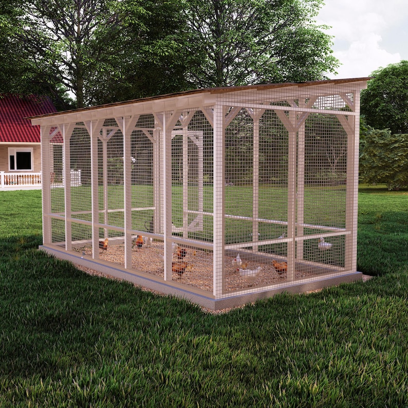DIY Chicken Run Plans With Roof: 8x16 Enclosure (PDF Downloadable Plan ...