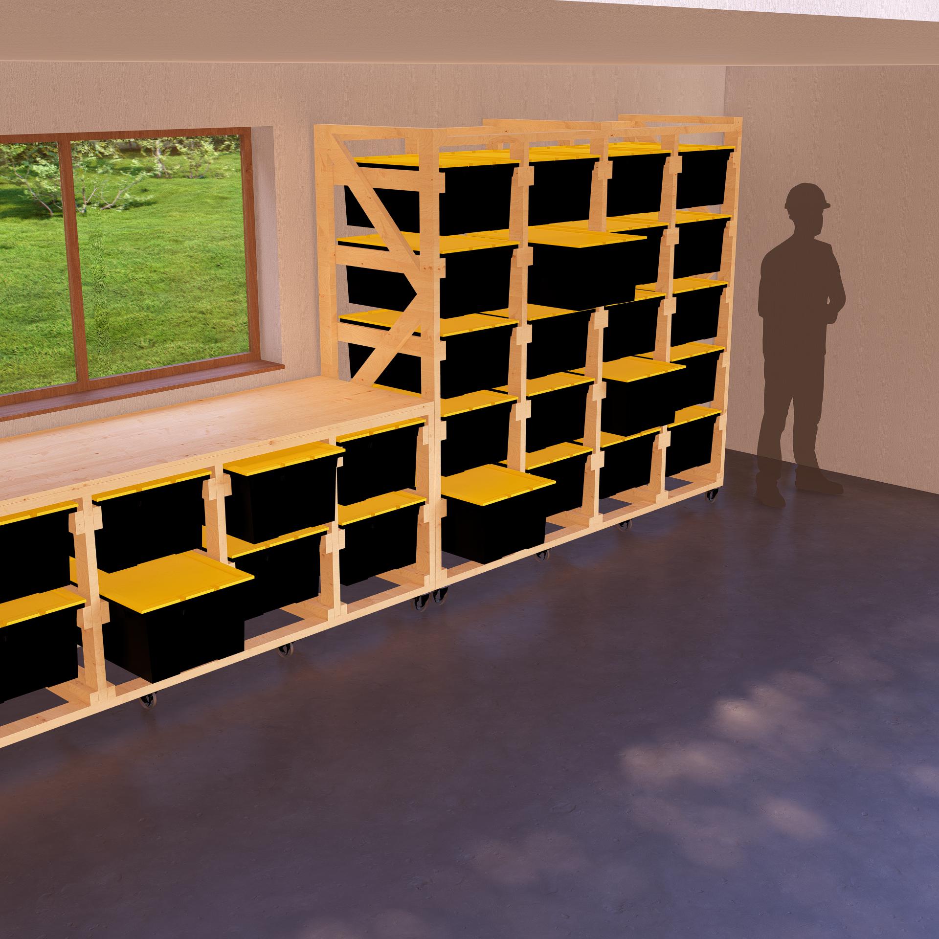 DIY Modular 3-in-1 Tote Storage Rack & With Workbench Option, Holds 43 ...